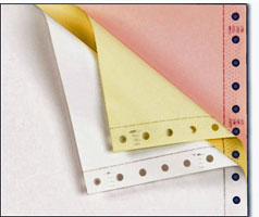 9-1/2" x 5-1/2" Continuous 3 Part Pin Feed Computer Paper, Color Seque